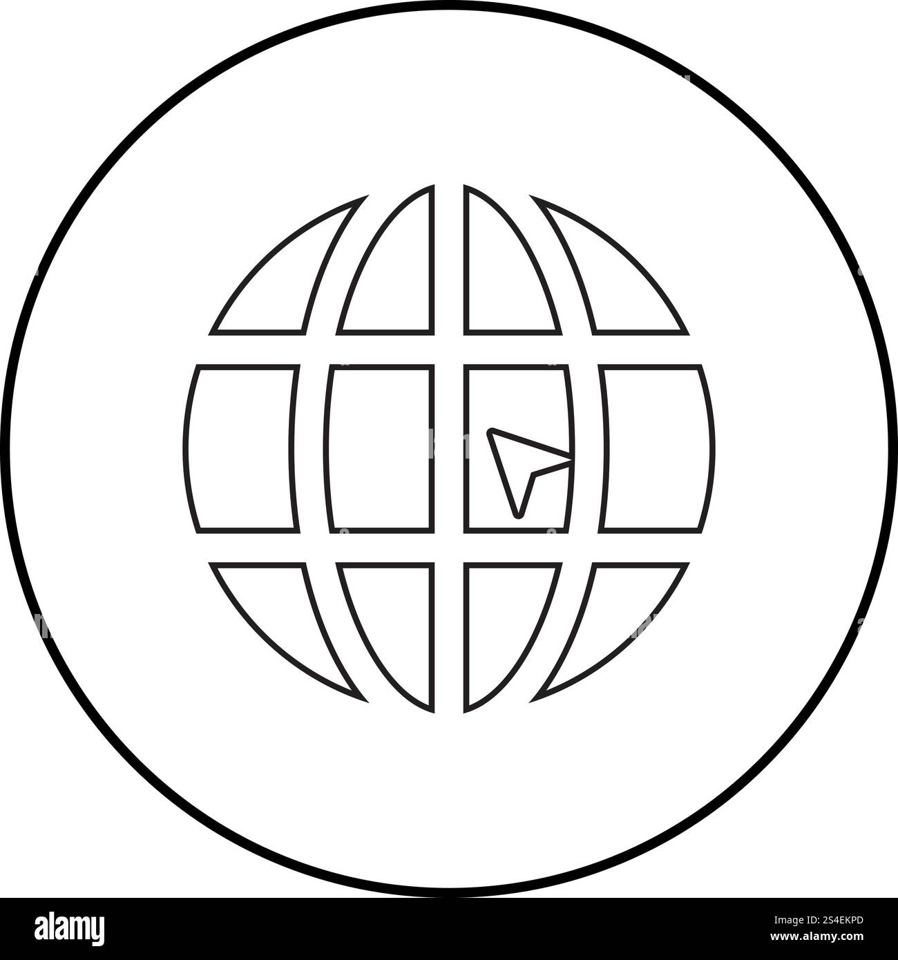 World with arrow world click concept website icon black color outline ...