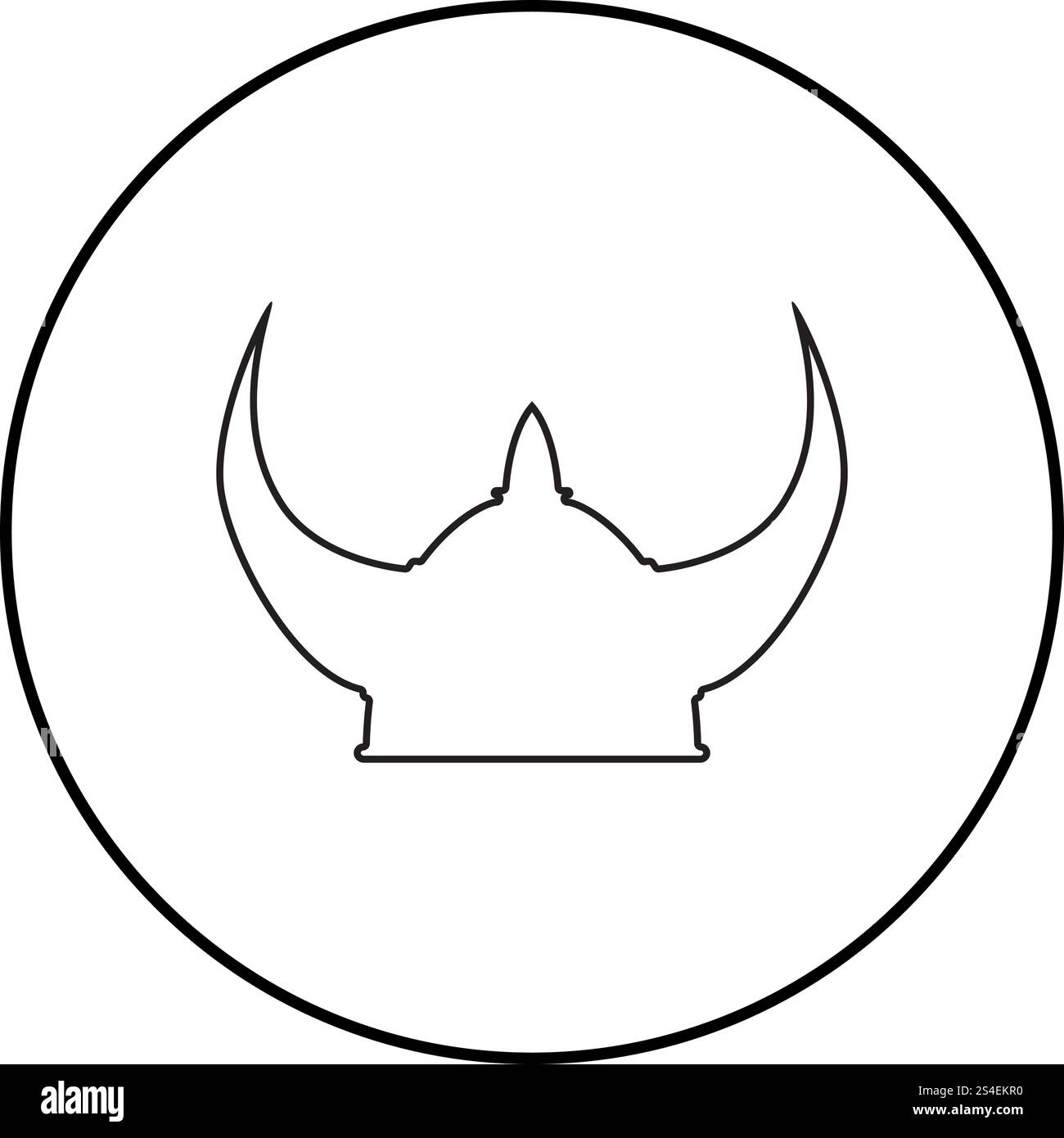 Viking helmet icon black color outline vector illustration flat style ...