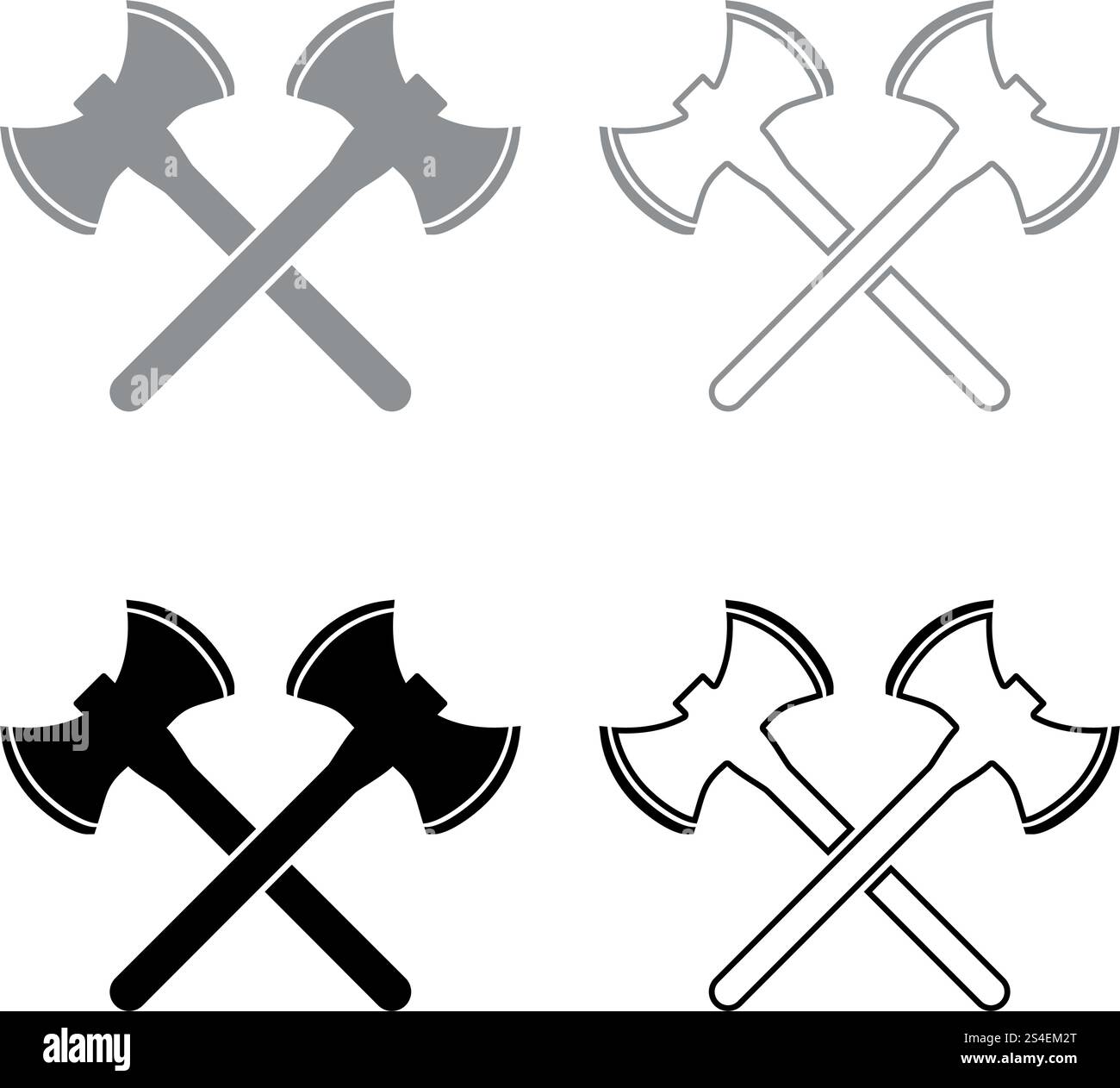 Two double-faced viking axes icon set grey black color vector ...