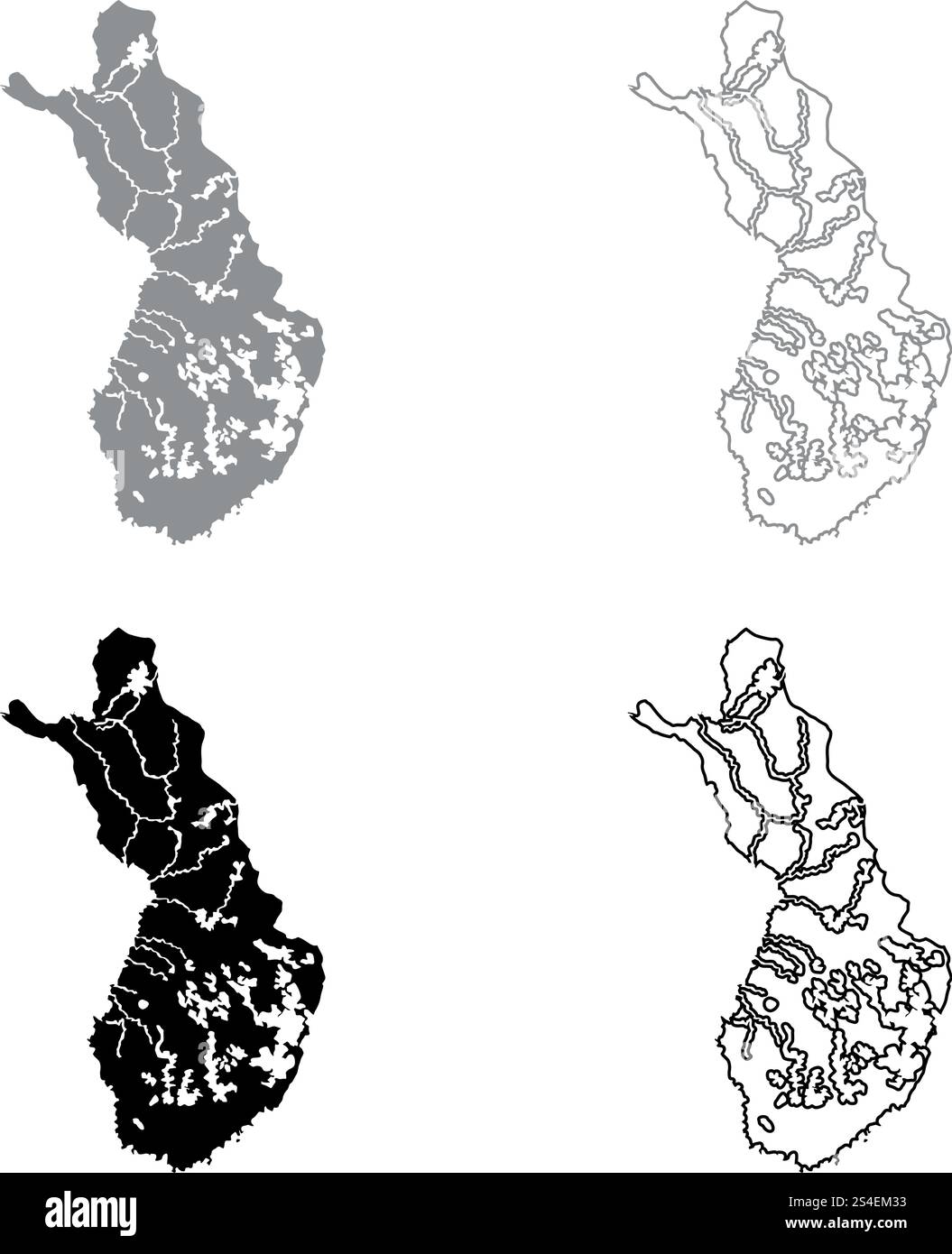 Map of Finland icon set grey black color vector illustration outline ...
