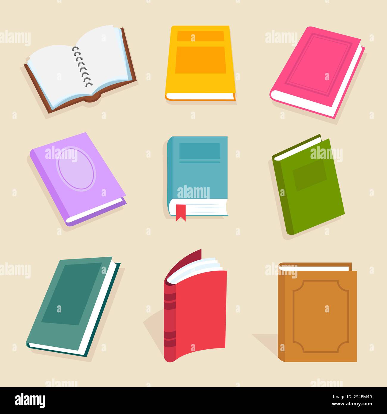 Flat vector books and reading documents. Open science textbook ...