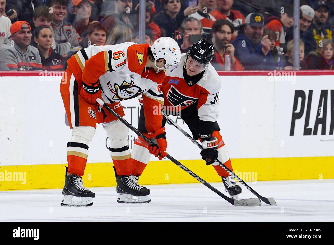 Anaheim Ducks' Cutter Gauthier (61) and Philadelphia Flyers' Matvei ...