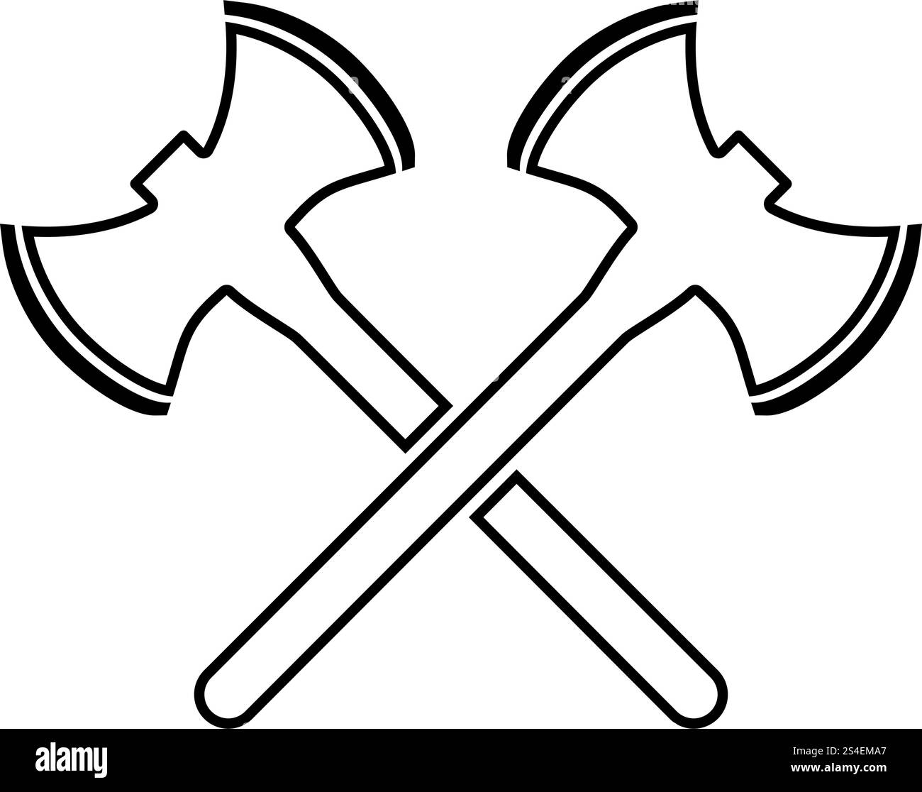 Two double-faced viking axes icon black color vector illustration flat ...