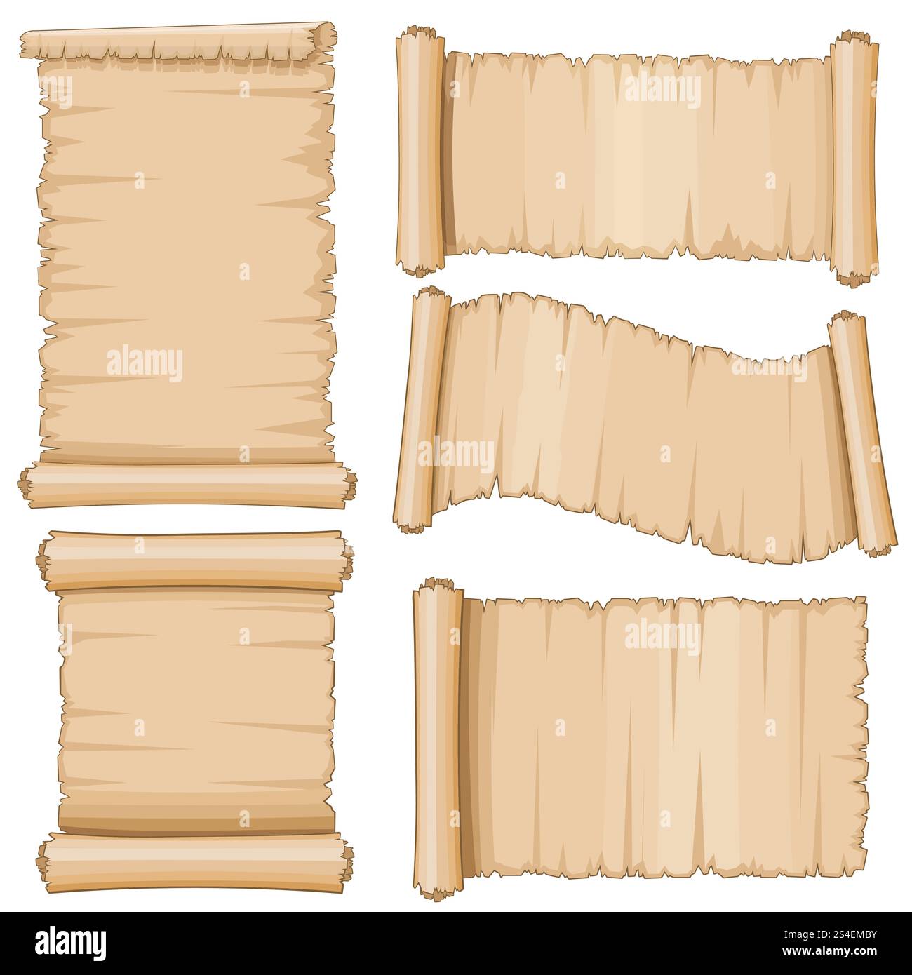 Ancient parchment vector scrolls. Aged scrolling blank paper. Ancient ...