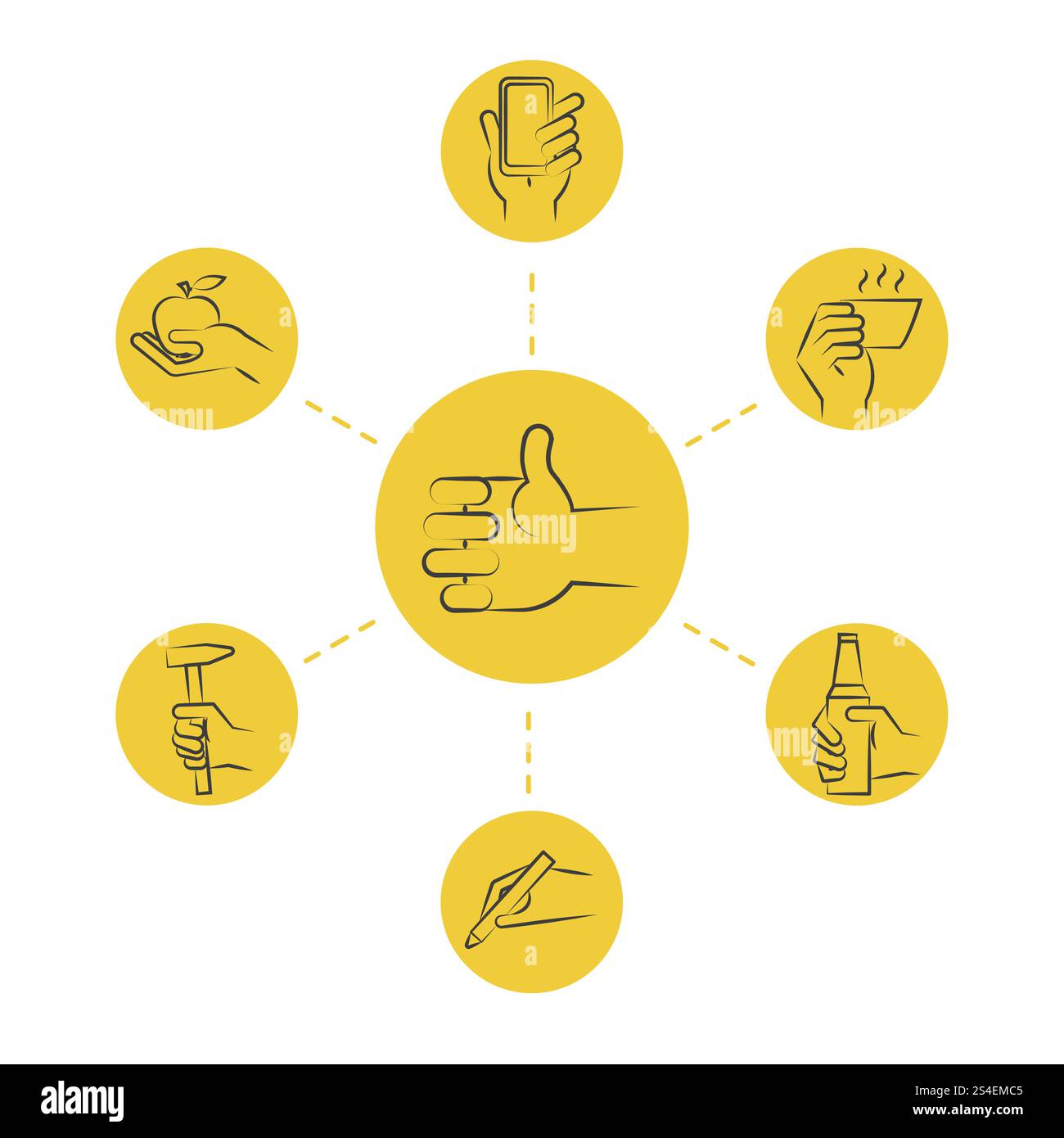 Cool thin line concept - hand icons with tools and food. Vector ...