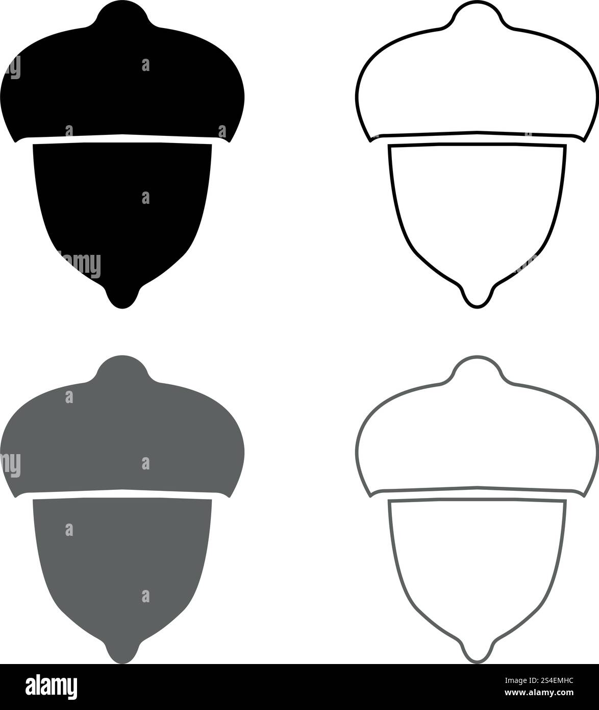Acorn forest nut icon set grey black color vector illustration outline ...