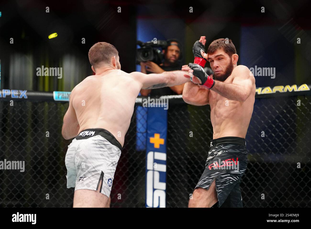 LAS VEGAS, NV - JANUARY 11: Nurullo Aliev and Joe Solecki meet in the ...