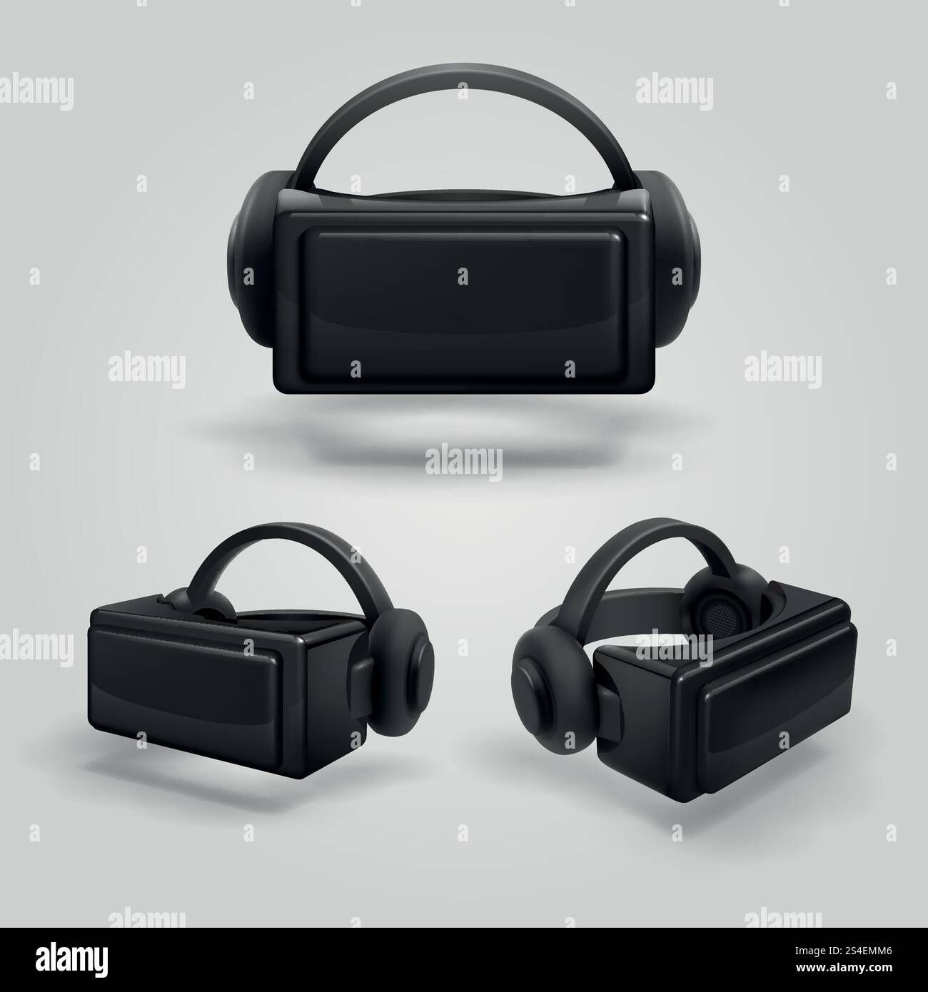 Headset and stereoscopic virtual reality goggles. Realistic vr glasses ...