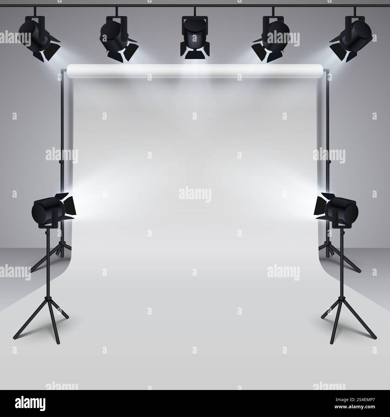 Lighting equipment and professional photography studio white blank ...