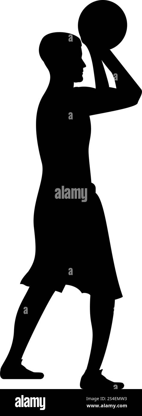 Basketball player throws a basketball Man shooting ball side view icon ...