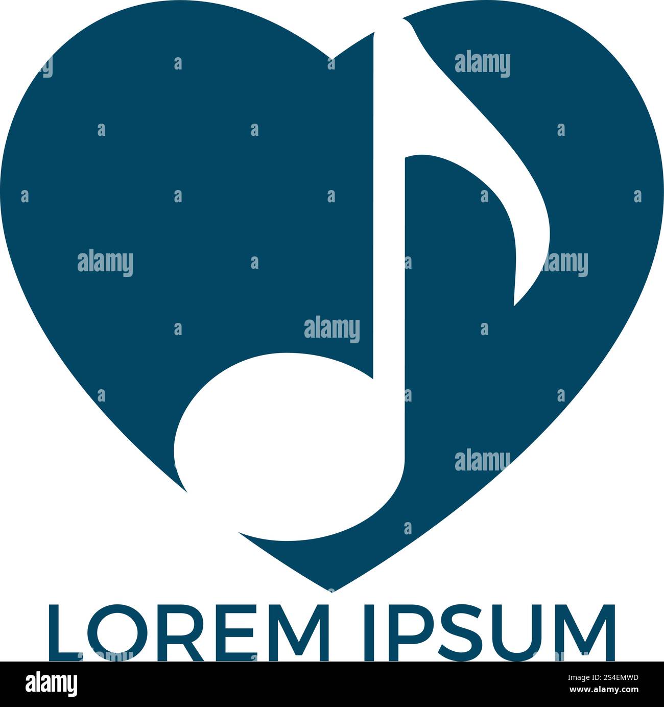 Musical note in heart icon vector design. Love music vector logo ...