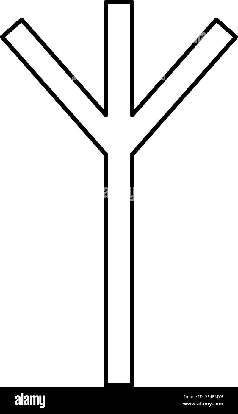 Algiz Elgiz rune elk reed defence symbol icon black color vector ...