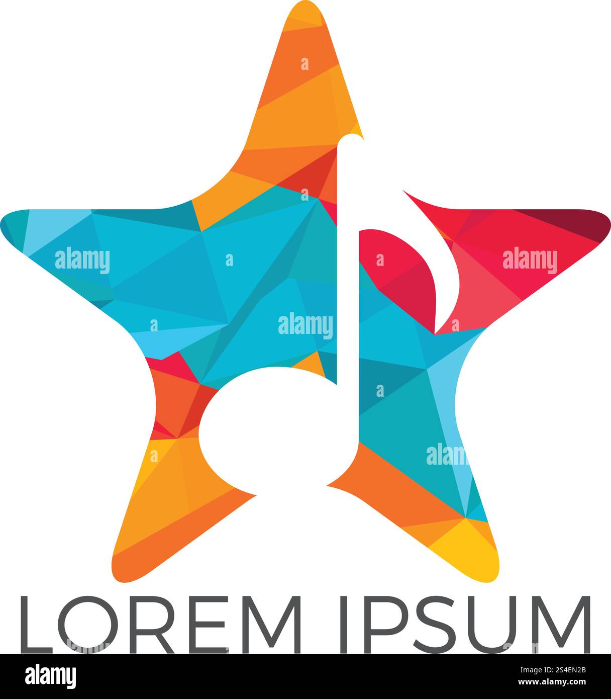 Musical note in Star icon vector design. Abstract logo for music and ...