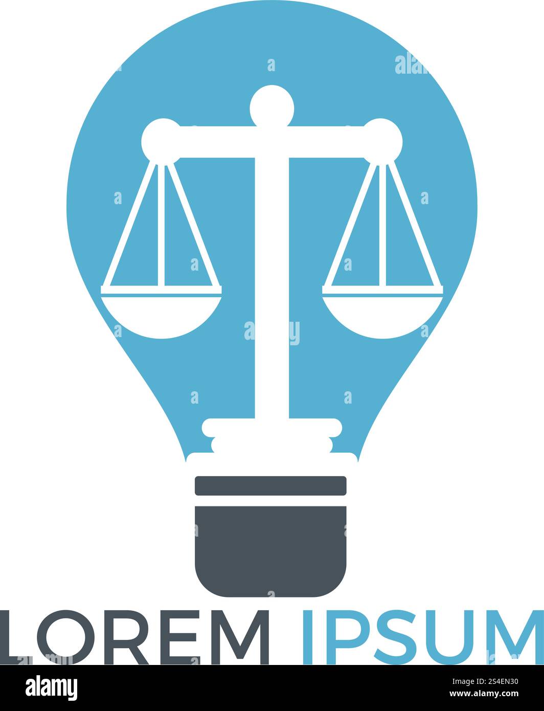 Light bulb and scale of justice logo design education hi-res stock ...