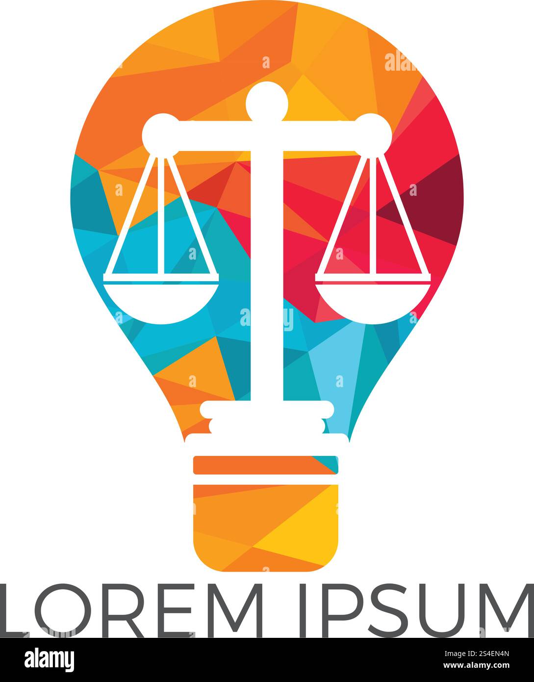 Light bulb and scale of justice logo design education hi-res stock ...