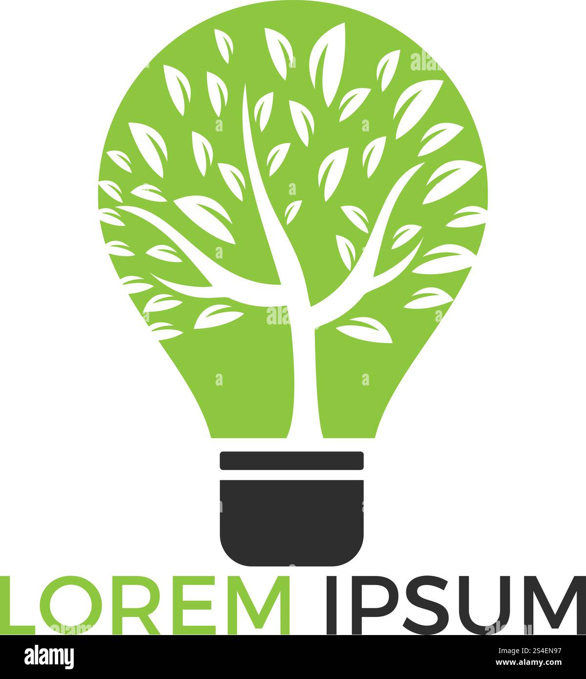 Abstract bulb lamp with tree logo design. Nature idea innovation symbol ...