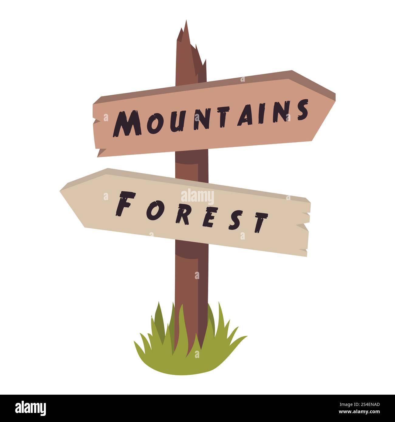 Cartoon signpost with arrows for camping in flat style isolated on ...