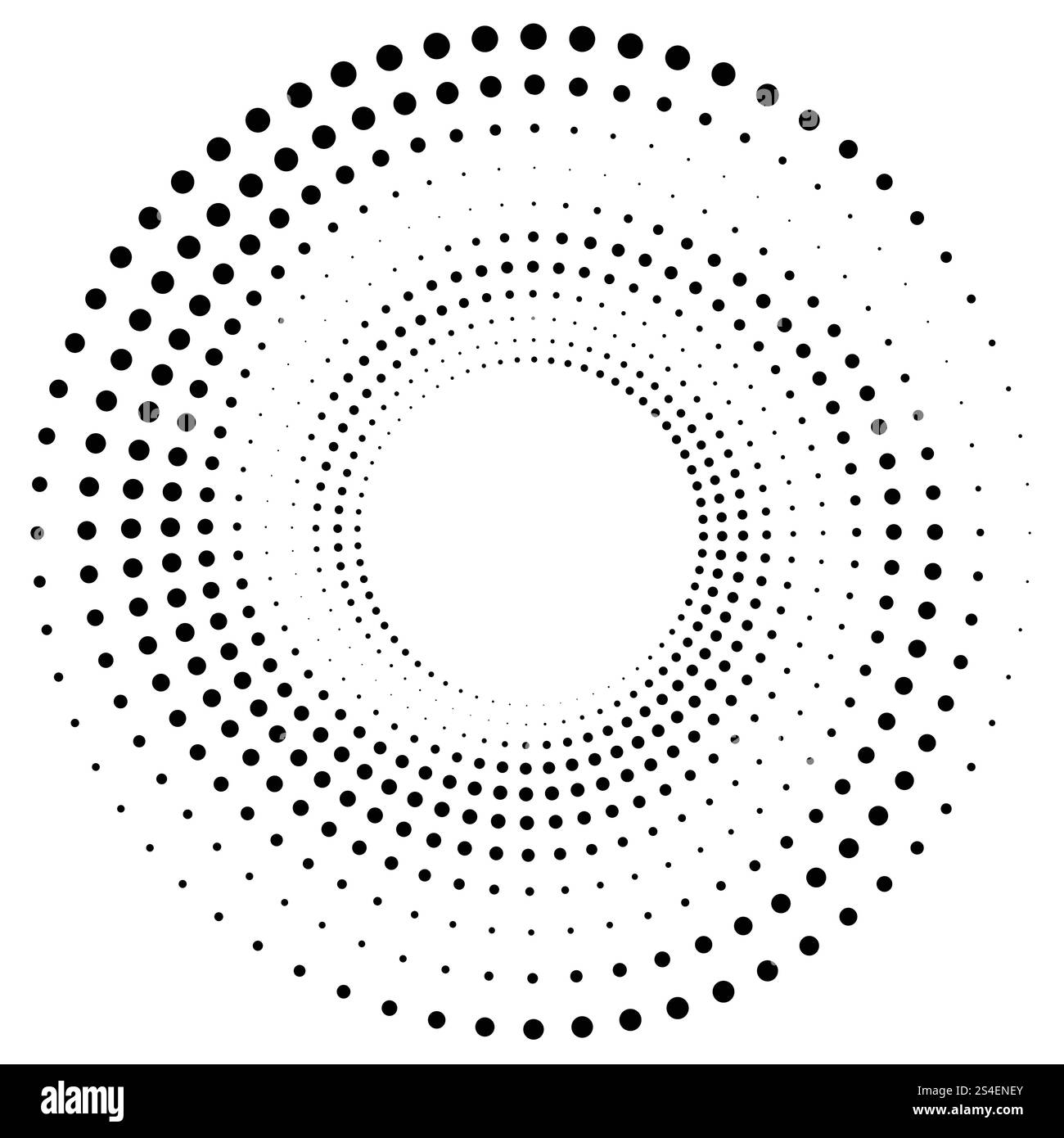 Black round halftone texture. Dotted radial swirl or tornado shape ...