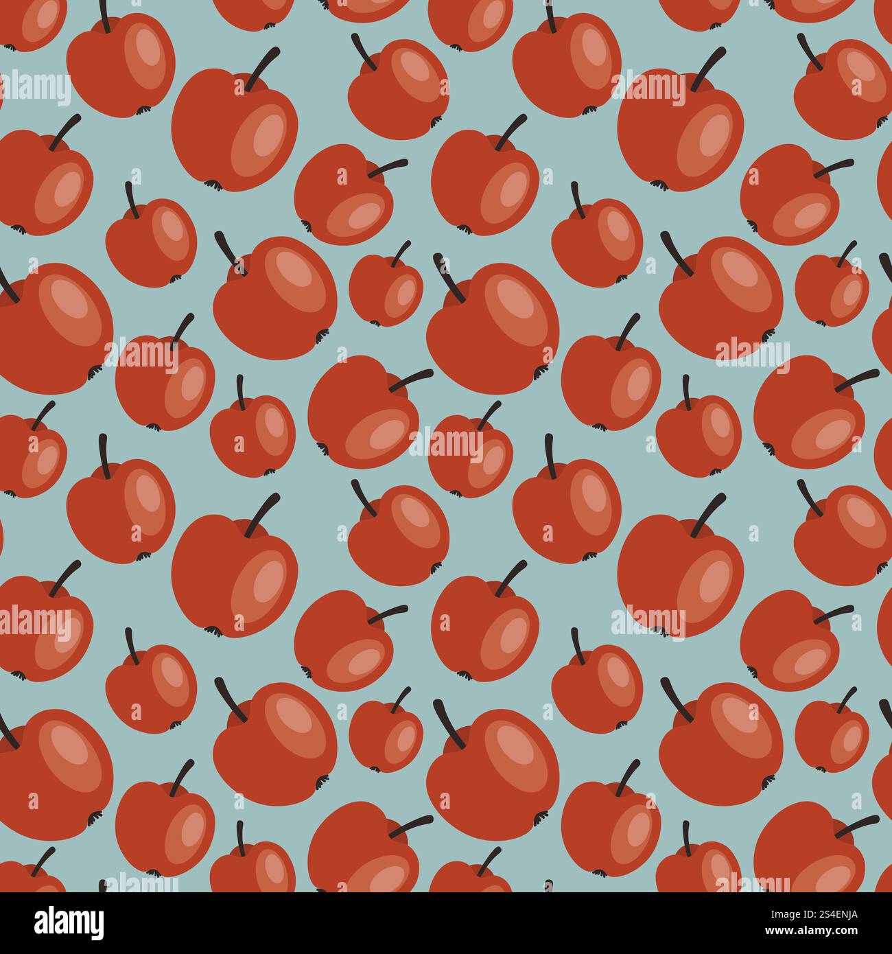 Cute colorful apple seamless pattern in flat style. Cartoon fruit ...