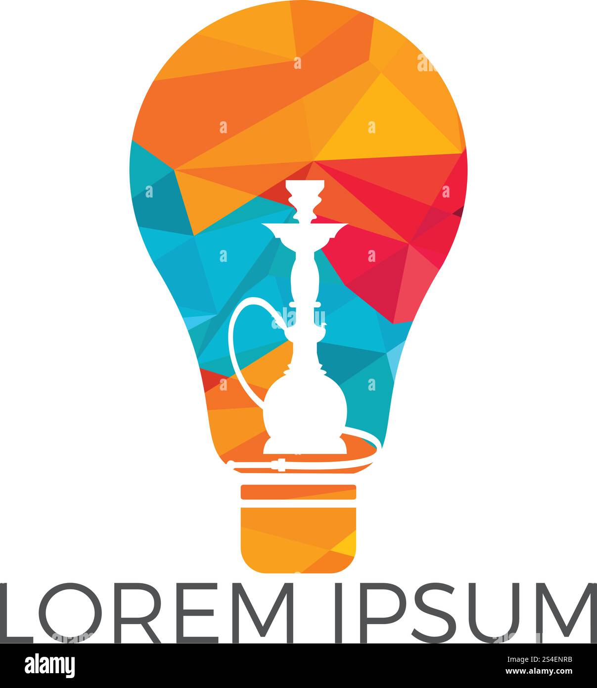 Hookah and Light bulb logo design. Hookah emblem glowing neon sign ...