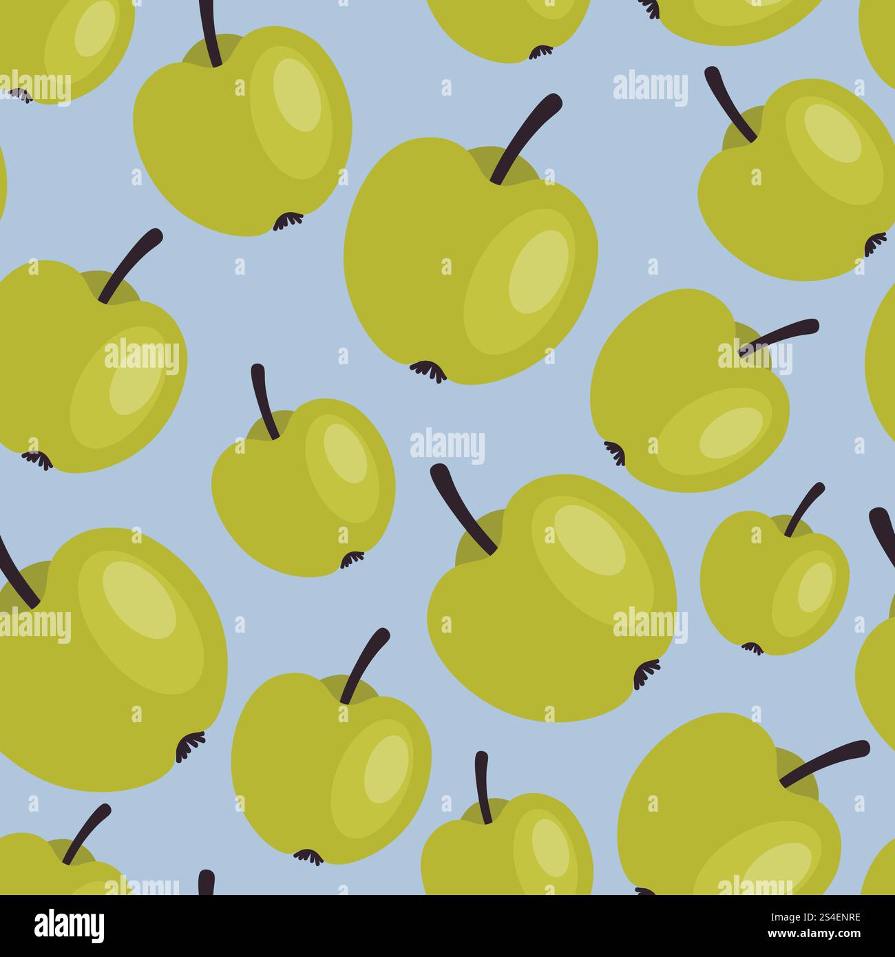 Cute colorful apple seamless pattern in flat style. Cartoon fruit ...