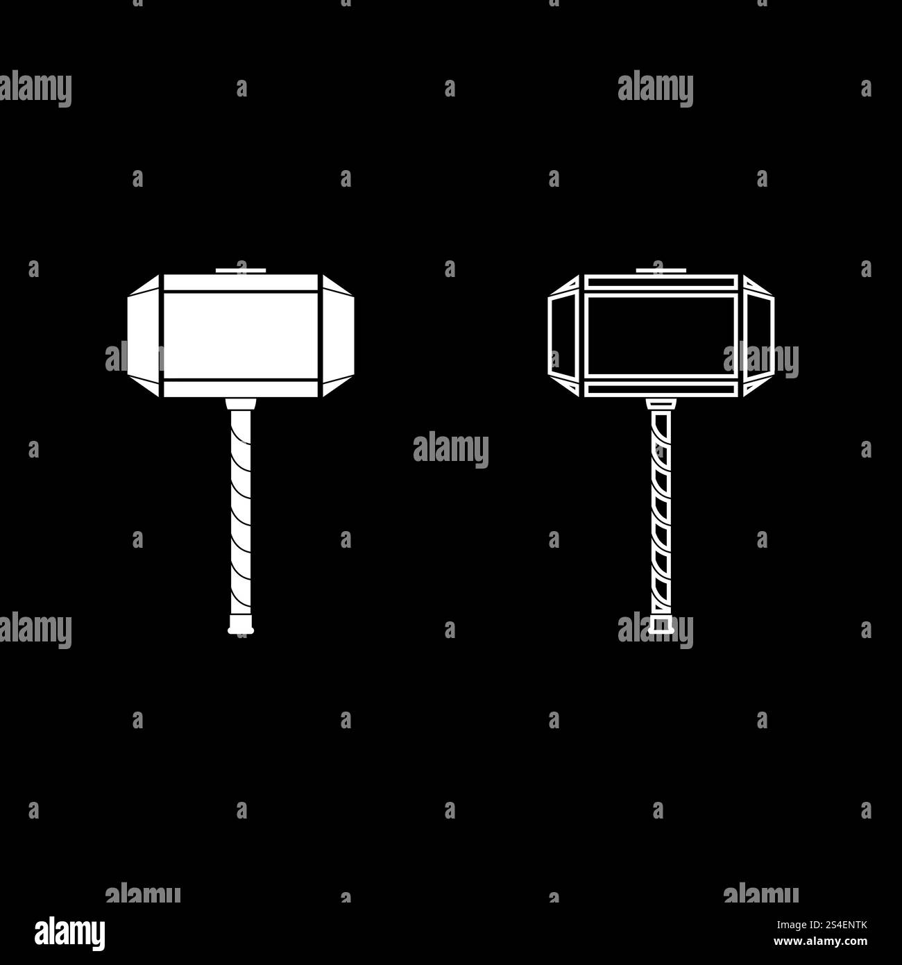 Thor’s hammer Mjolnir icon set white color illustration flat outline ...