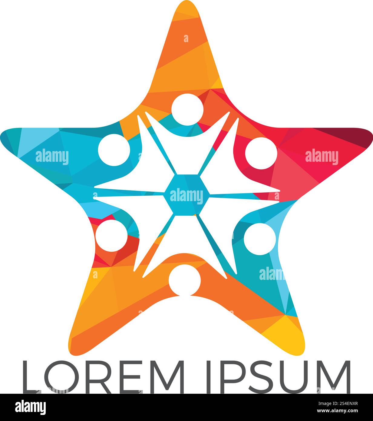 Creative community. People logo. Star people abstract vector emblem for ...