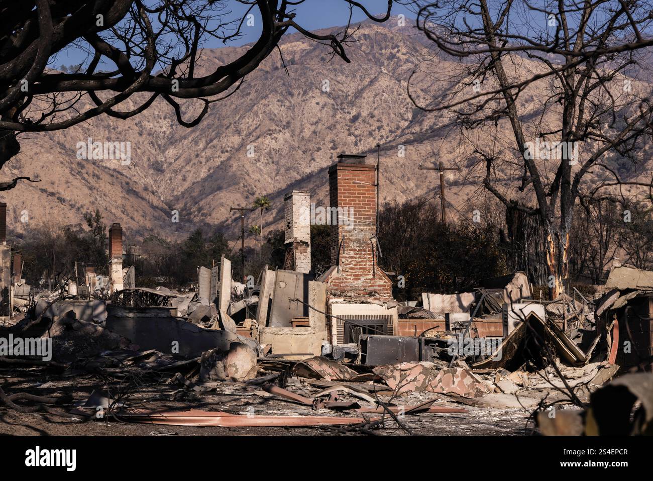 Altadena, USA. 11th Jan, 2025. Fire aftermath in the community of ...