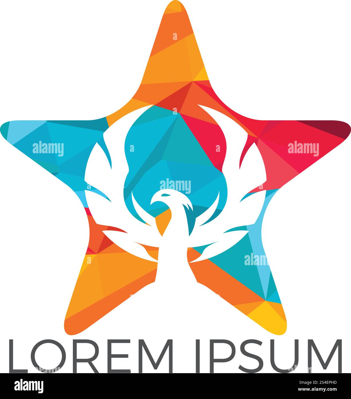 Star shape phoenix logo design. Heraldic phoenix star logo design ...