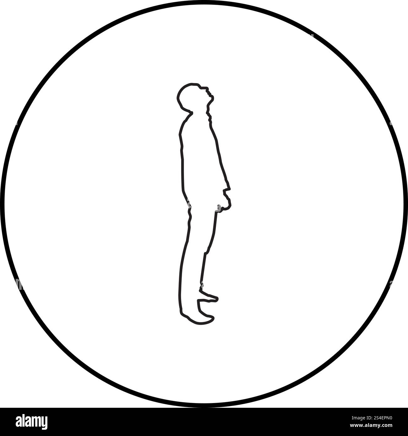 Man looks up silhouette icon black color outline vector illustration ...