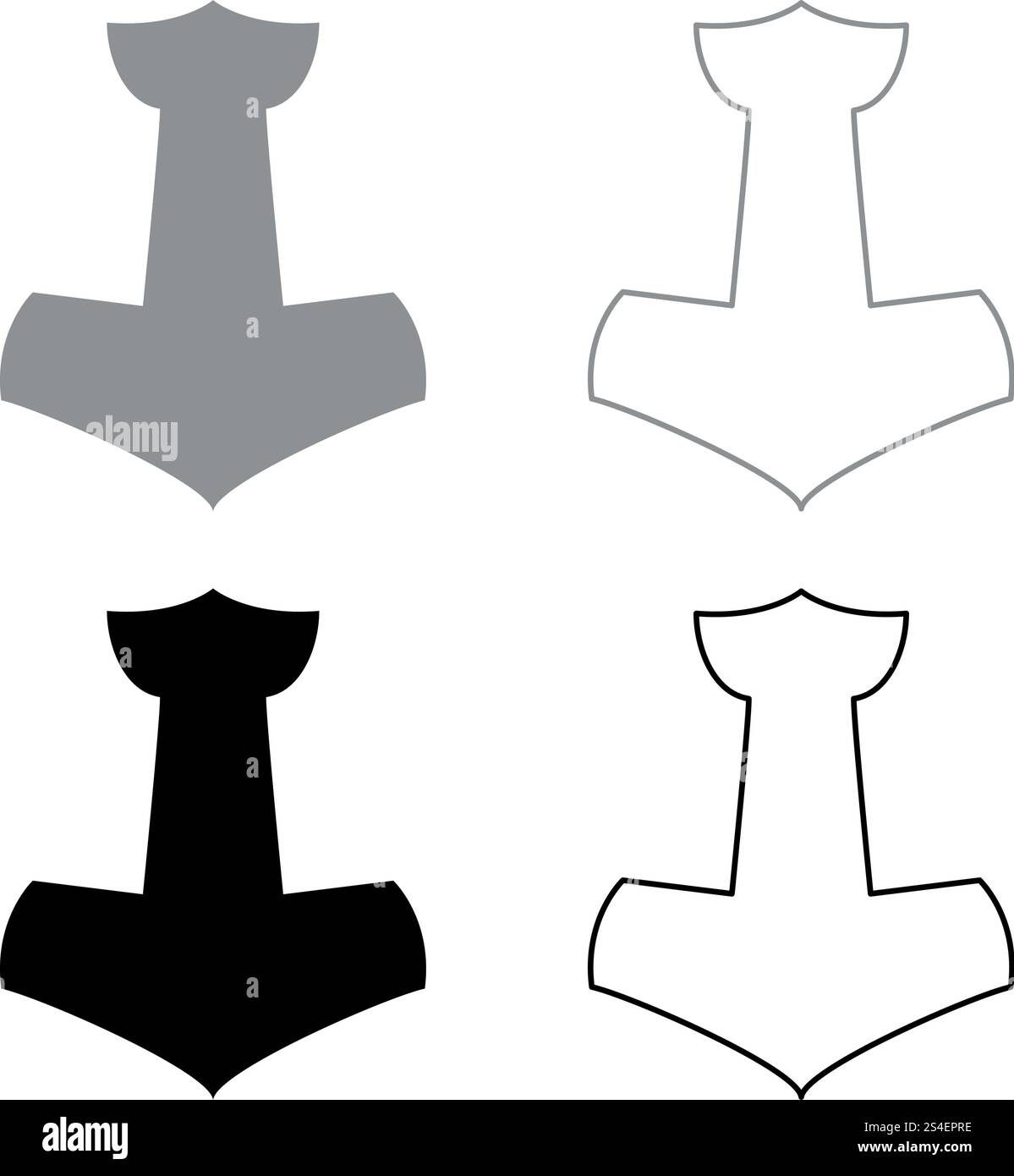 Thor’s hammer Mjolnir icon set grey black color vector illustration ...
