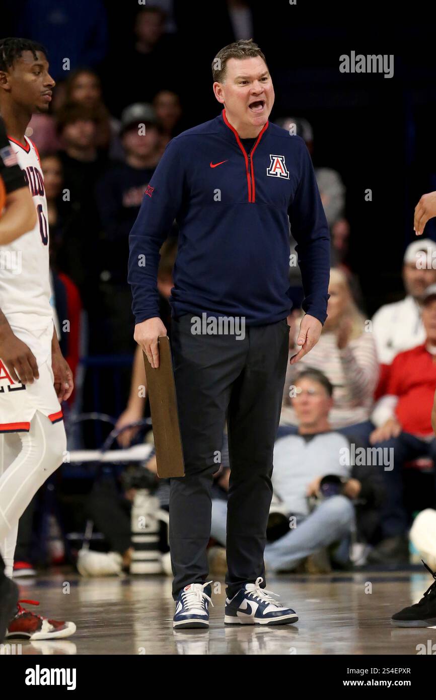 TUCSON, AZ - JANUARY 11: Arizona Wildcats head coach Tommy Lloyd during ...