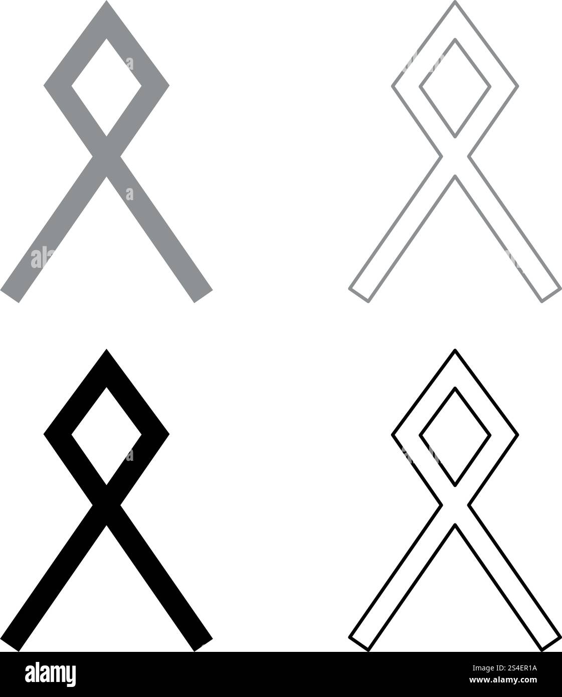 Odal Othil rune Othala symbol estate heritage sign icon set grey black ...