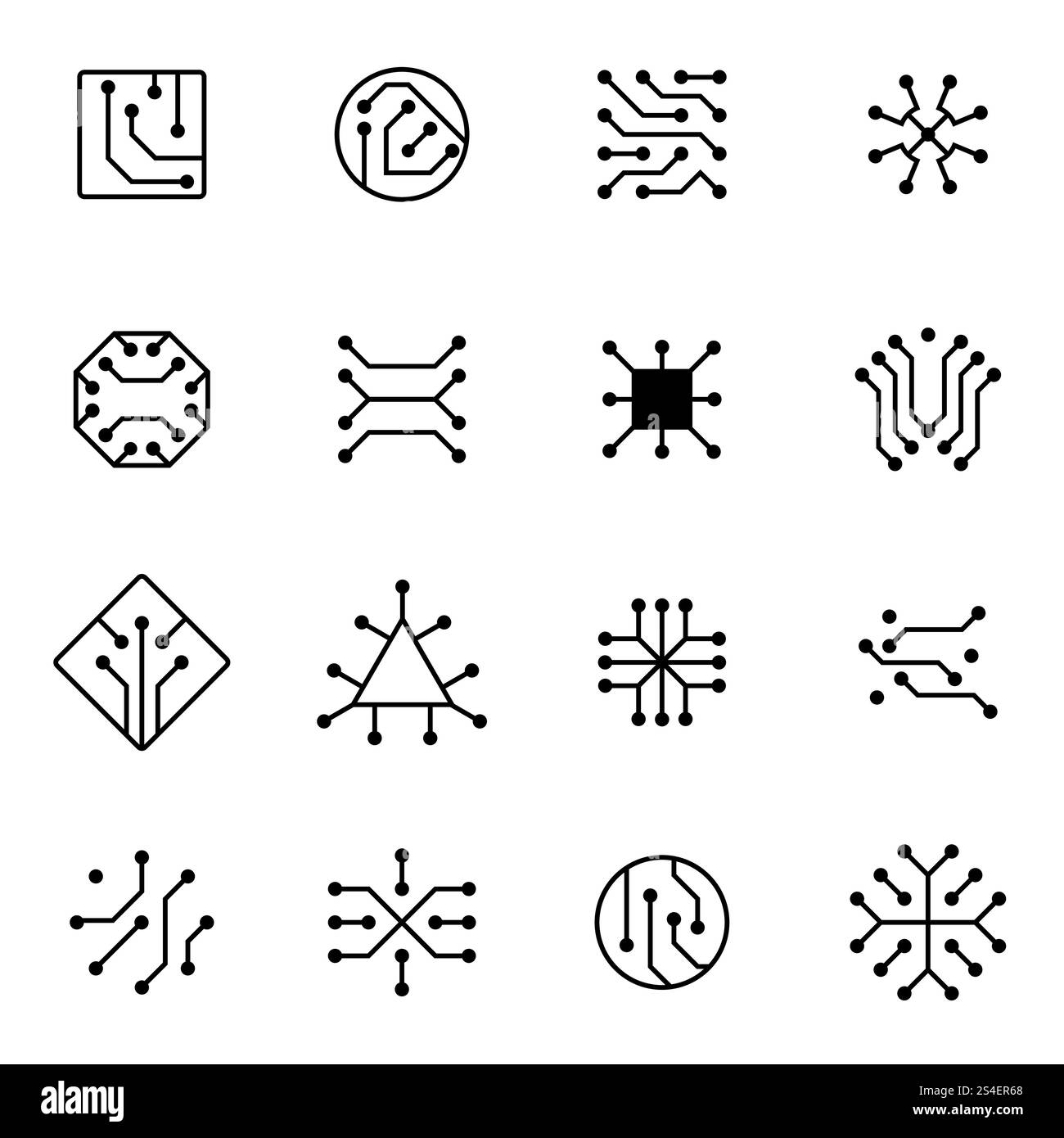 Electronic Computer Chip Circuit And Motherboard Equipment Vector Icons