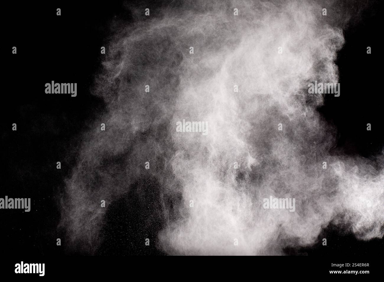 White Dust Cloud Explosion on Dark Background.Ethereal White Powder ...