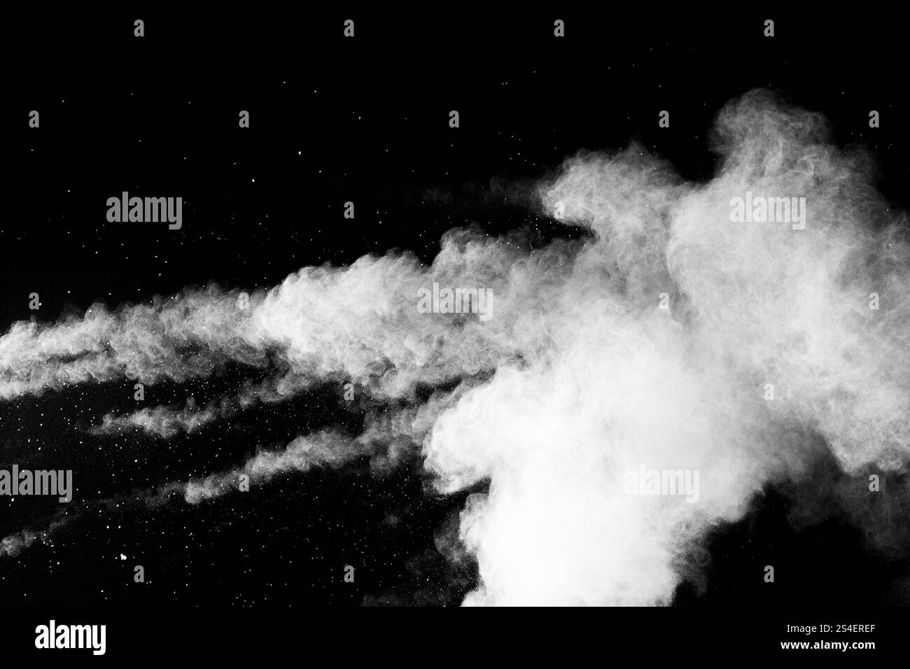 White Dust Cloud Explosion on Dark Background.Ethereal White Powder ...