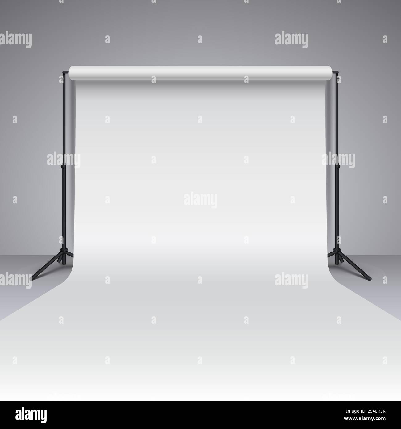 Empty white photo studio backdrop. Realistic vector photographer studio ...