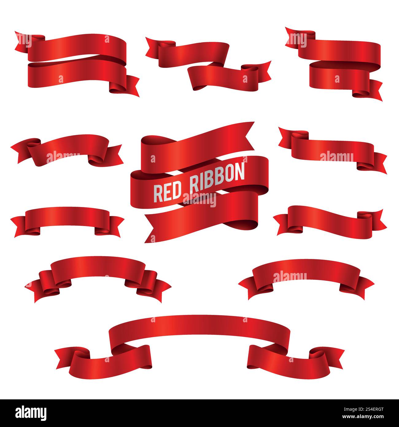 Silk red 3d ribbon banners vector set isolated. Illustration of red ribbon collection for ...