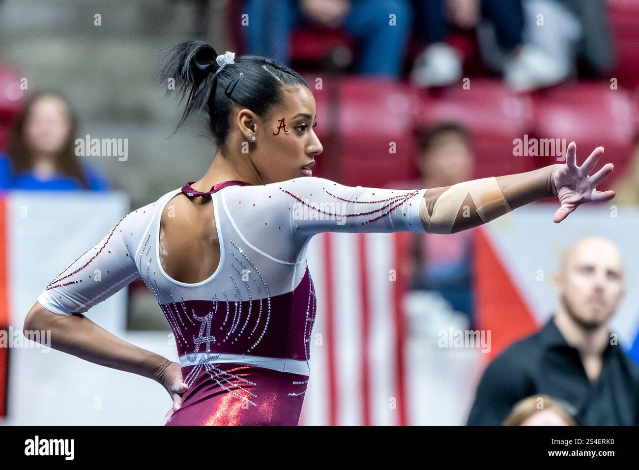 Alabama gymnast Shania Adams scores a 9.925 on the floor during an NCAA ...