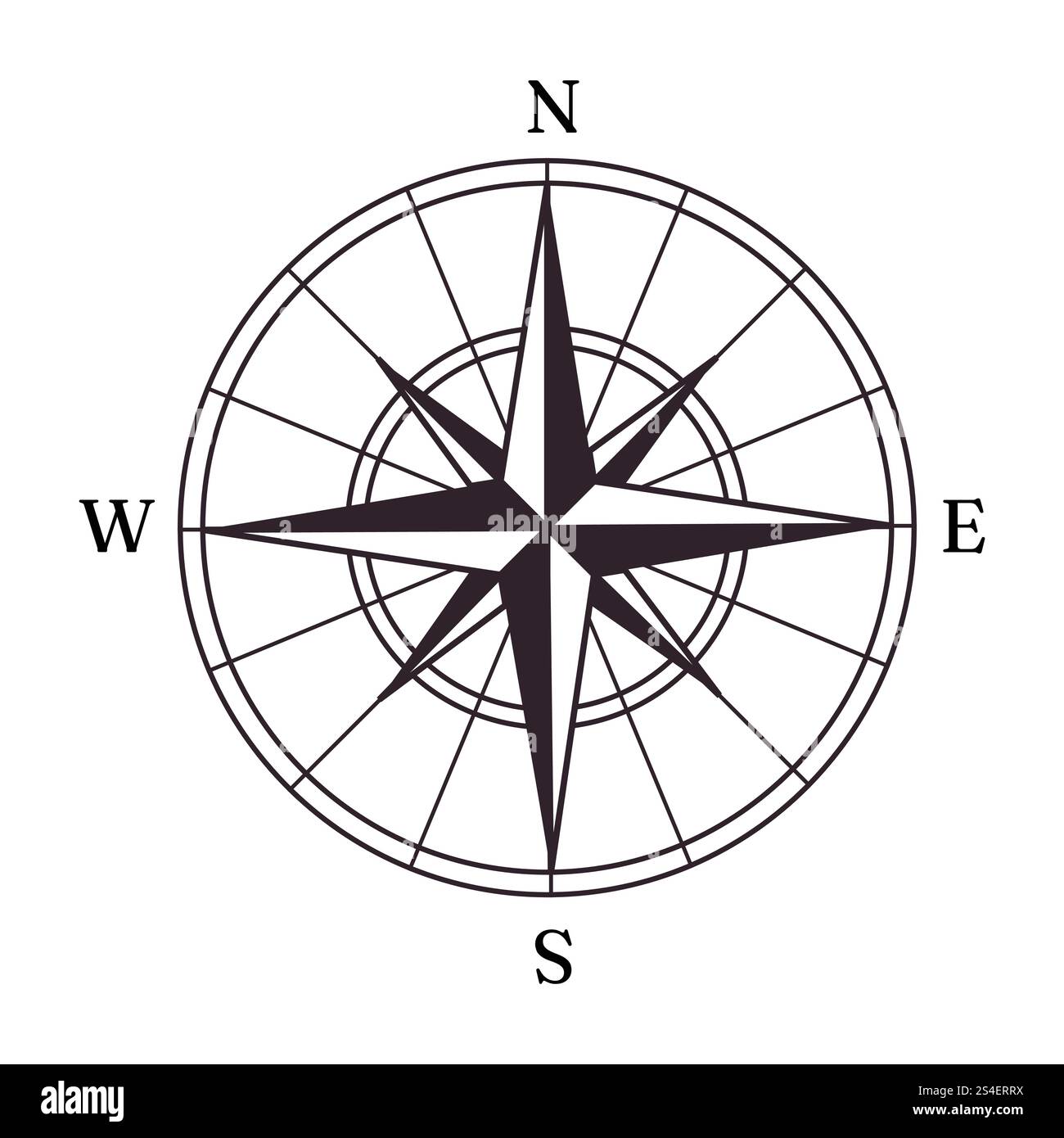 Cartoon camping compass rose in flat style isolated on white background ...