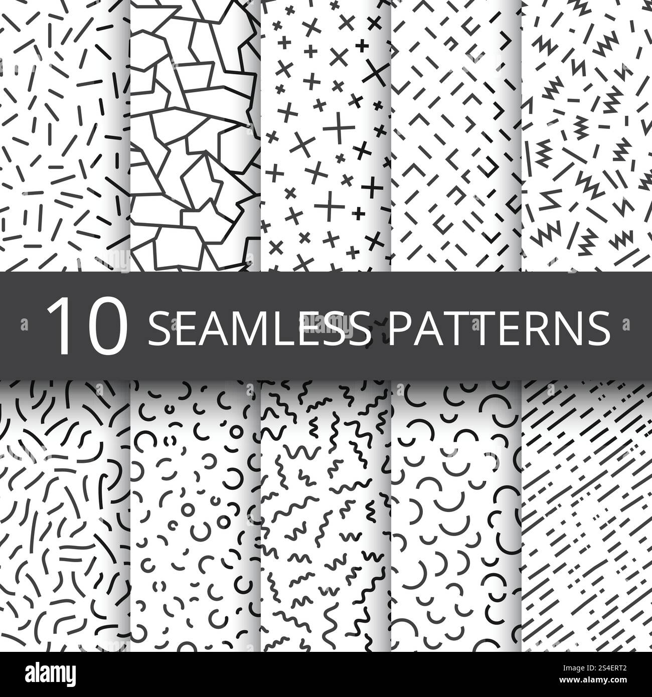 Funky memphis seamless vector patterns. 80s and 90s school fashion ...