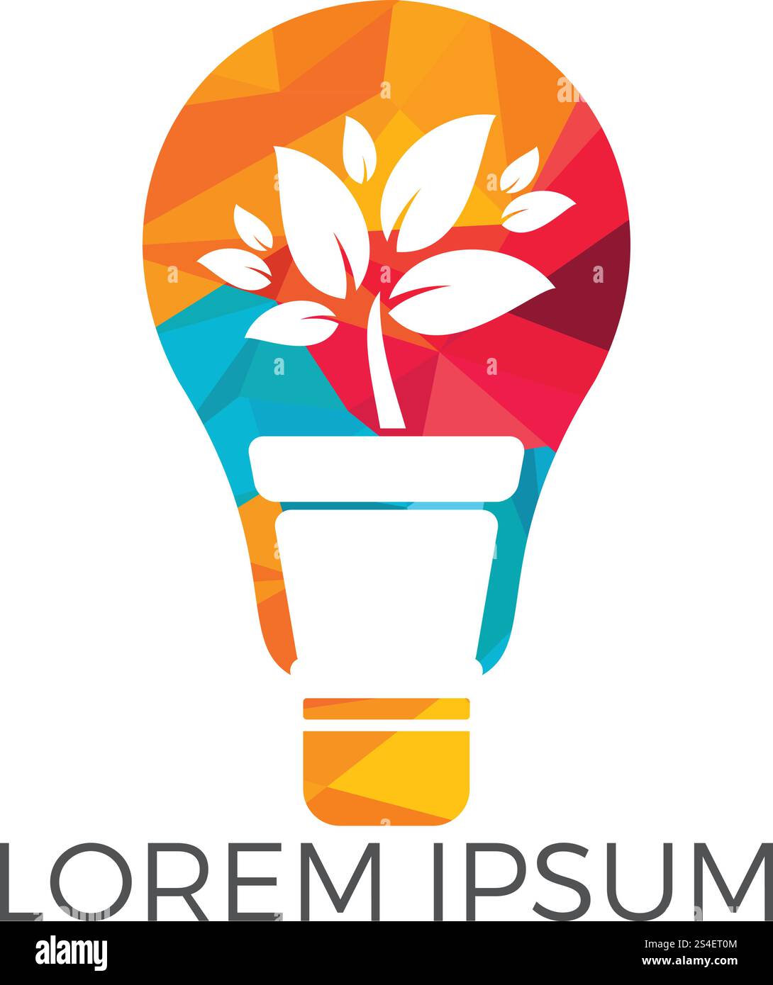 Light bulb and plant in a pot concept logo design. concept icon of ...