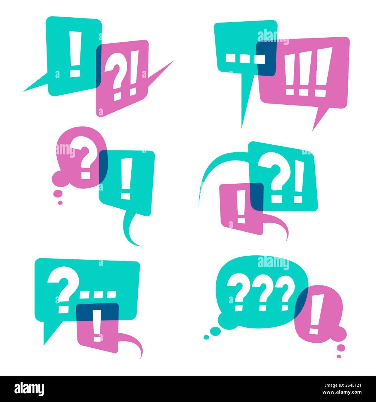 Question marks on speech bubbles icons. Business query vector concept. Discussion communication ...