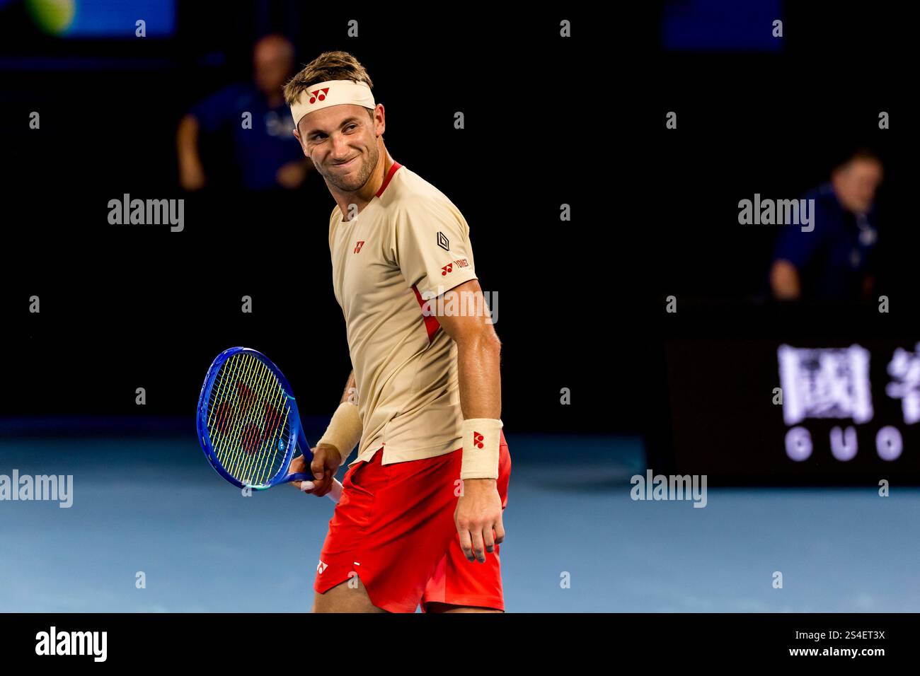 MELBOURNE, VIC - JANUARY 12: Casper Rudd of Norway celebrates during ...