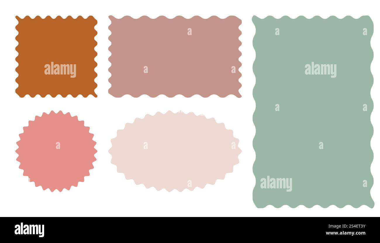 Cute wavy square and round templates for text isolated on white ...