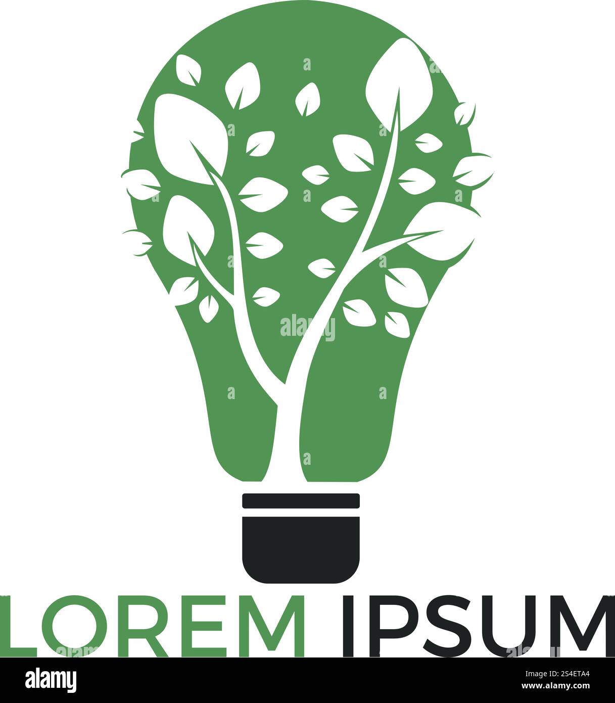 Abstract bulb lamp with tree logo design. Nature idea innovation symbol ...