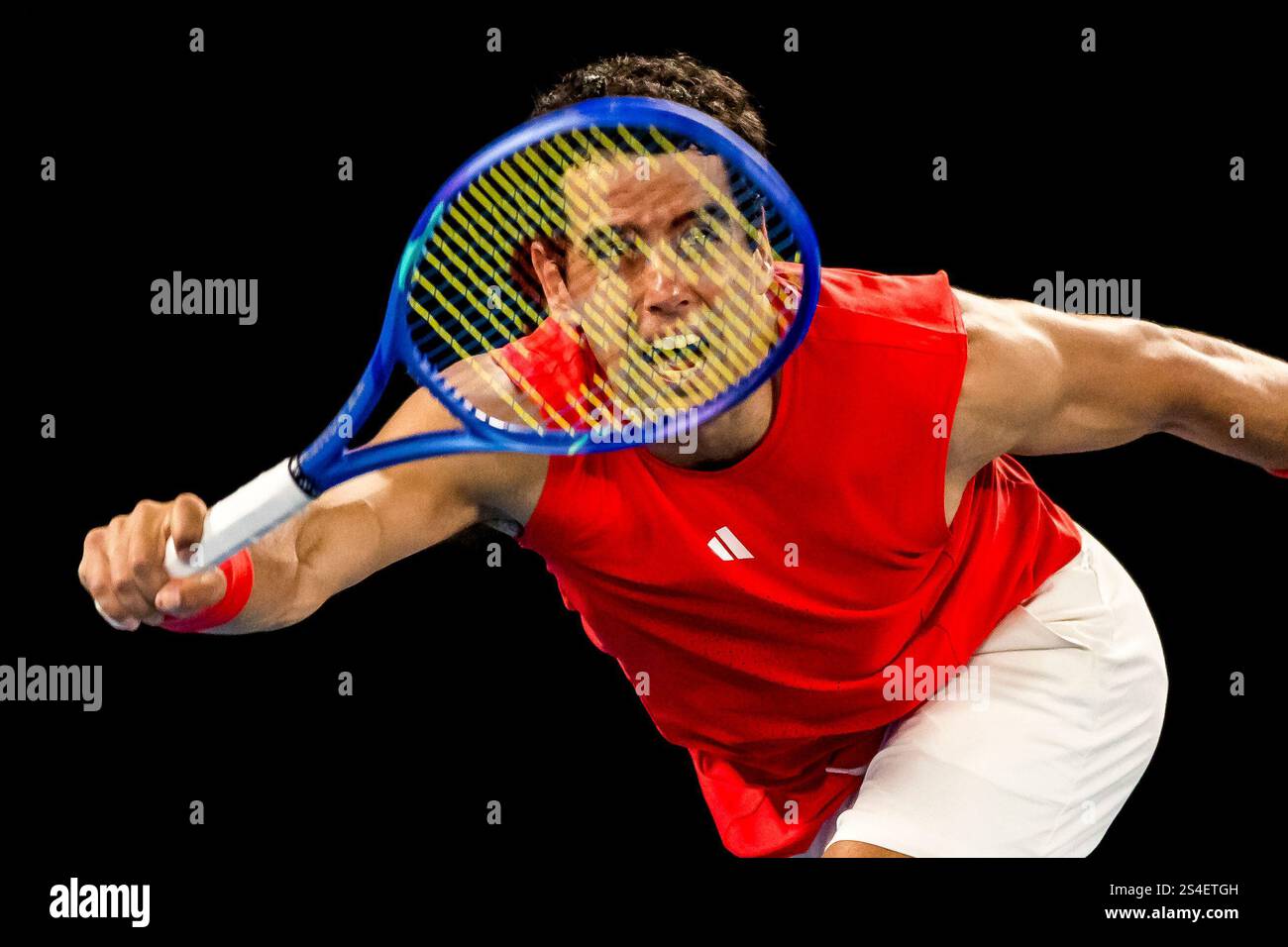 MELBOURNE, VIC - JANUARY 12: Jaume Munar of Spain in action during ...