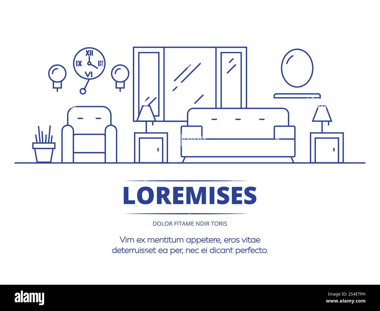 Thin line style living room concept design. Living apartment home room ...