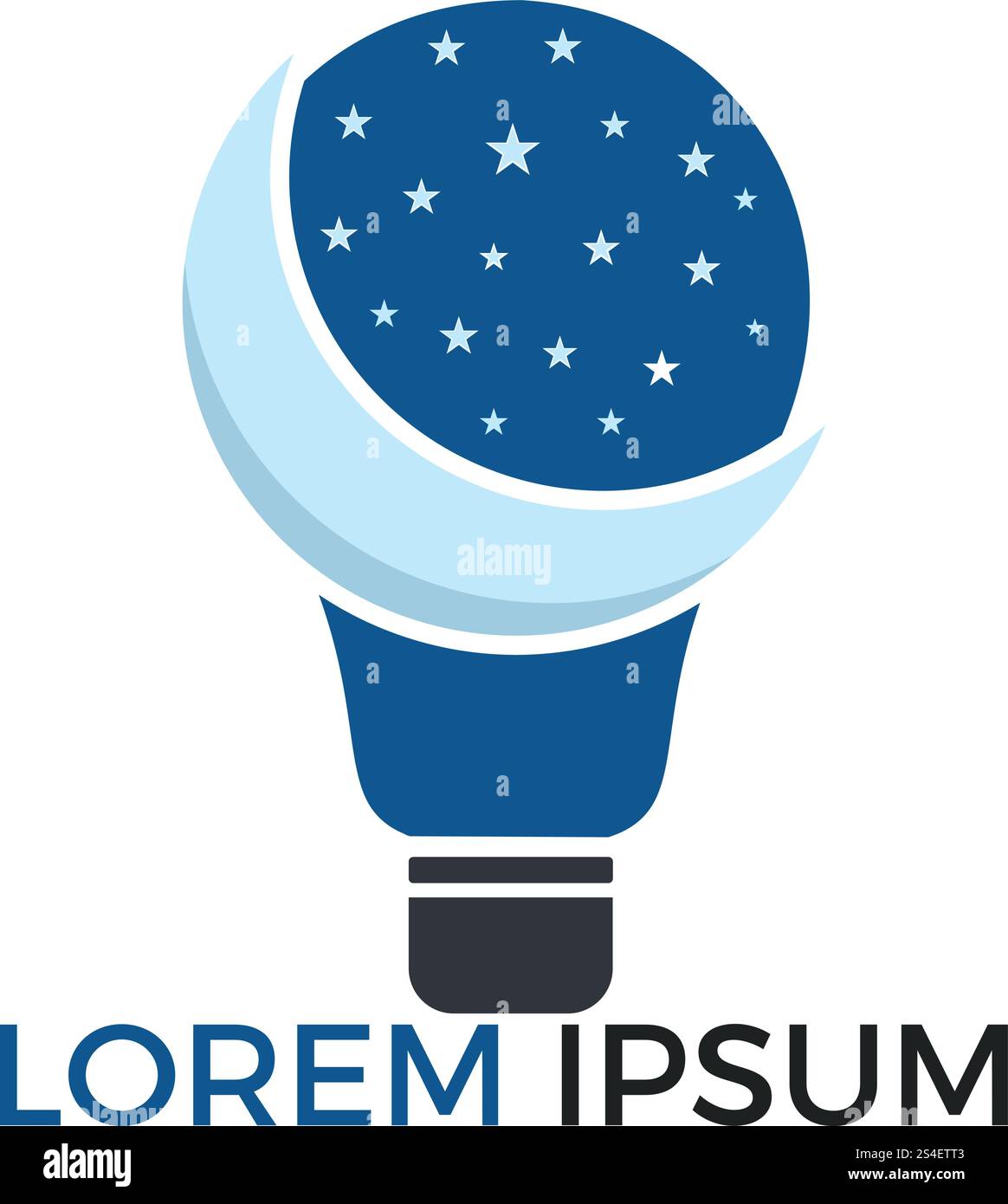 Night and light bulb logo. Light bulb with night sky inside vector ...