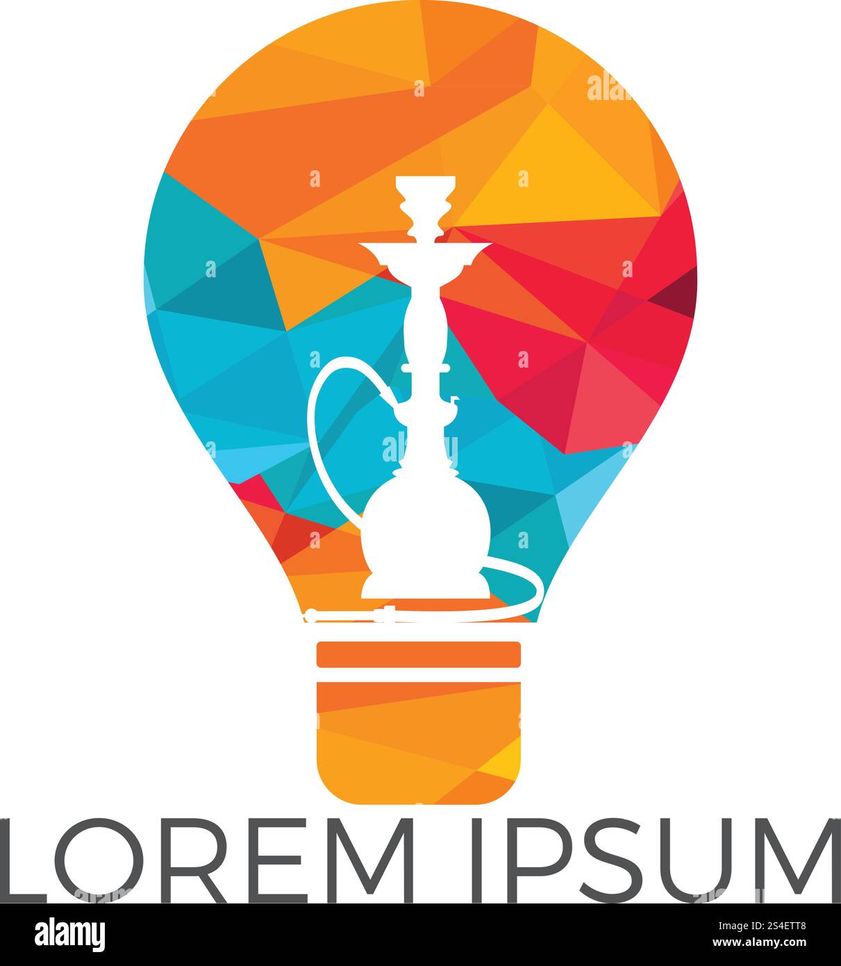 Hookah and Light bulb logo design. Hookah emblem glowing neon sign ...